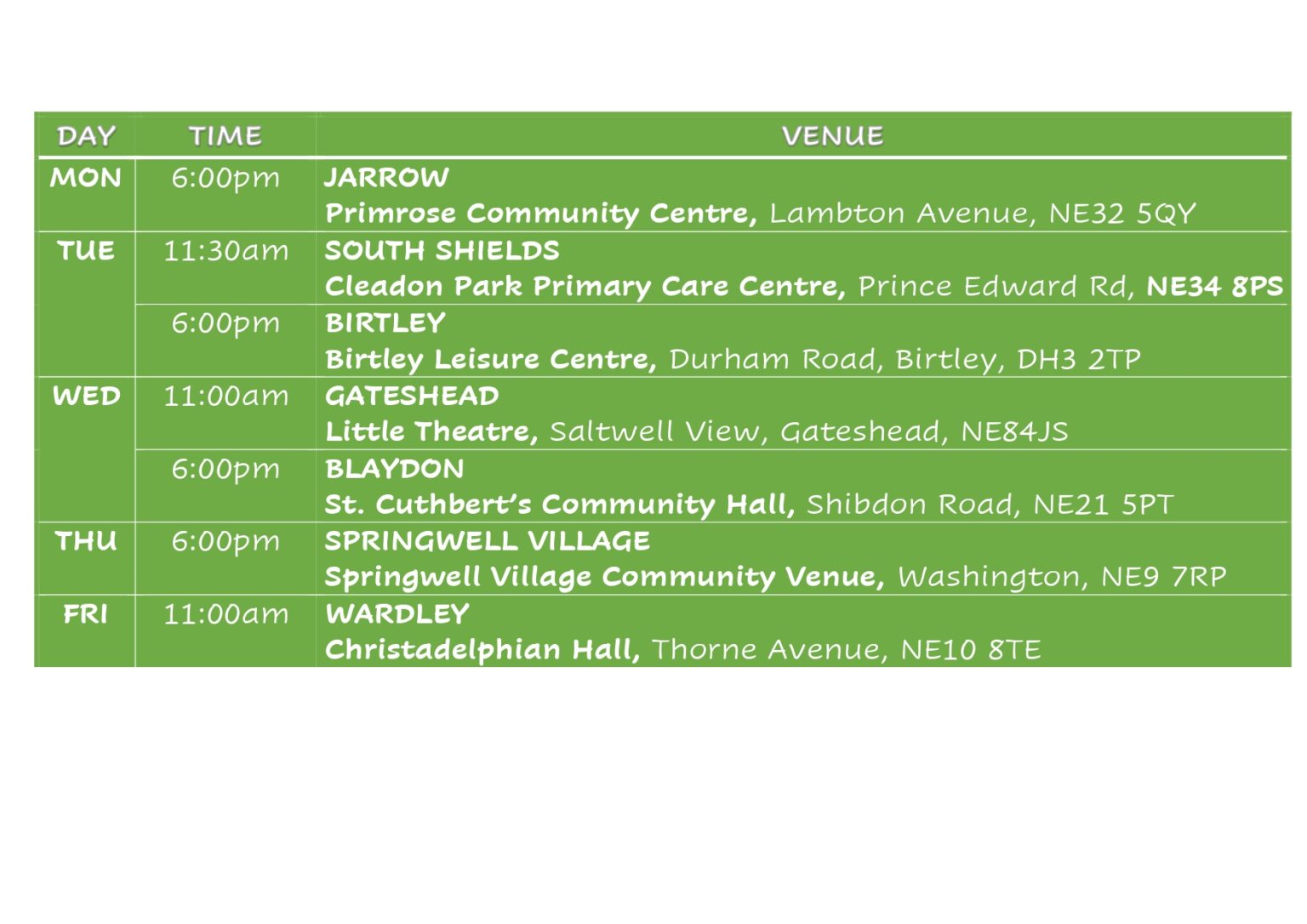 Timetable of Classes and Courses - Yoga Wellbeing